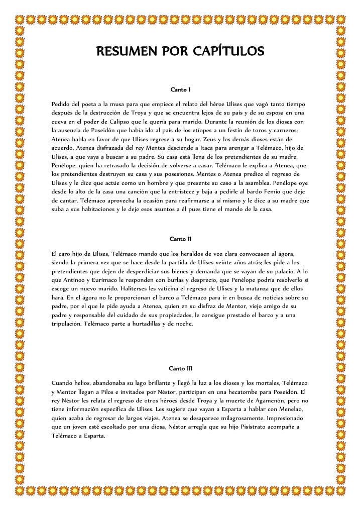 RESUMEN POR CAPÍTULOS | Odiseo | Odisea