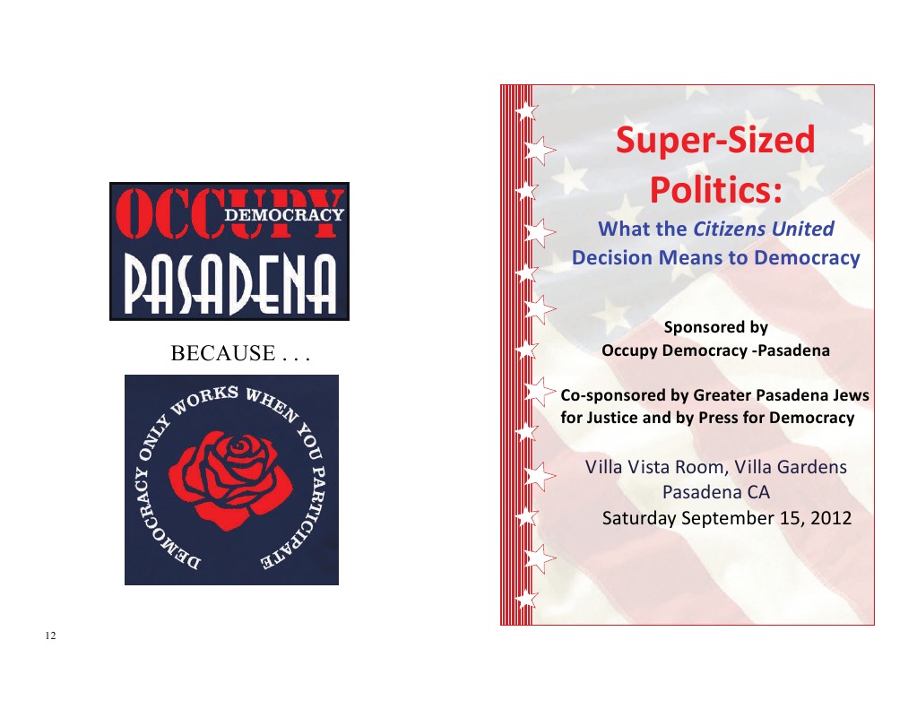 Cu Program Final | PDF | Citizens United V. Fec | Campaign Finance In ...