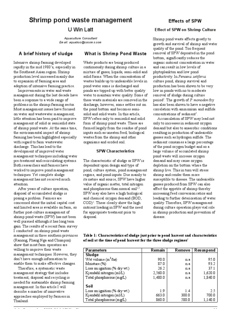 Shrimp Pond Waste Management Strategies | PDF | Eutrophication ...