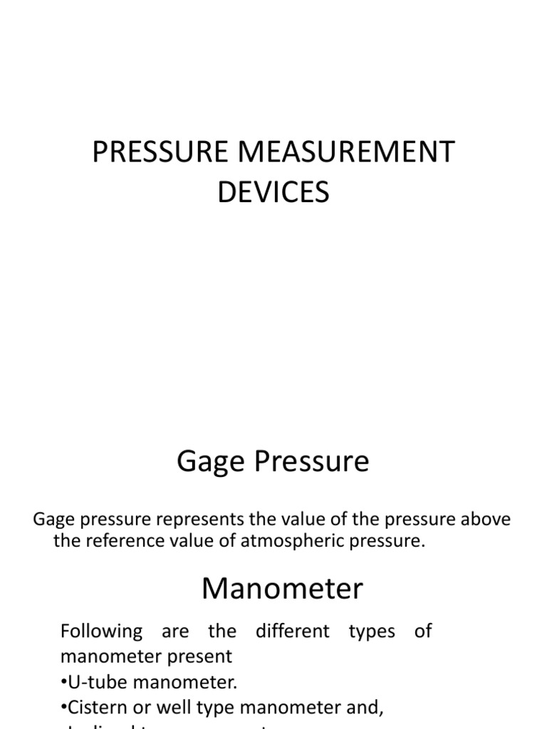 Types of Pressure Measurement Devices | PDF | Science & Mathematics
