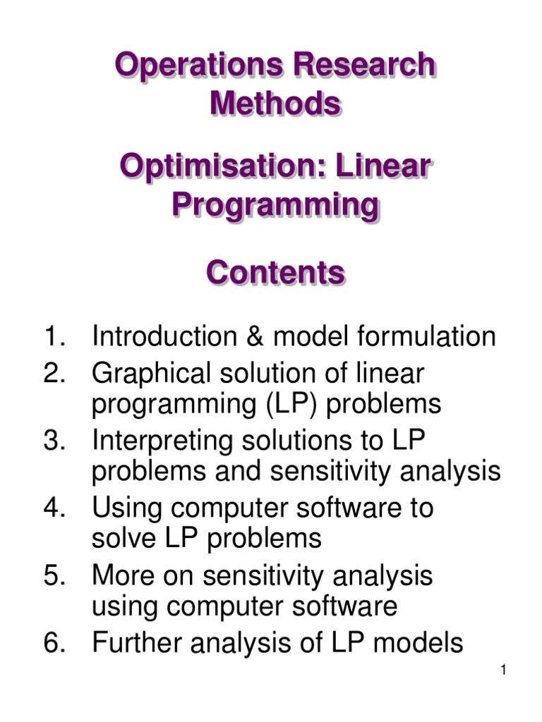 Linear Programming Optimization Guide | PDF | Mathematical Optimization | Profit (Accounting)