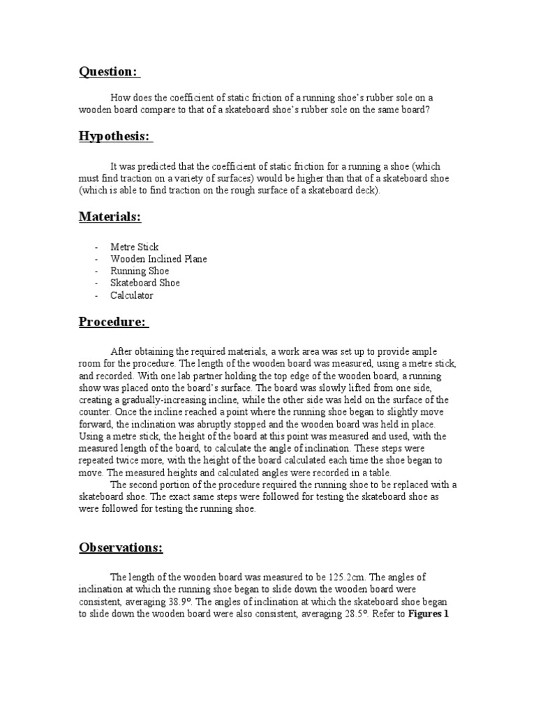 Running vs. Skateboard Shoe Friction | PDF | Trigonometric Functions ...