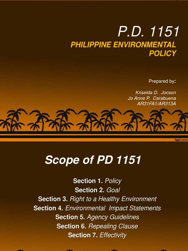 Presidential Decree 1151 | PDF | Environmental Impact Assessment | Goal