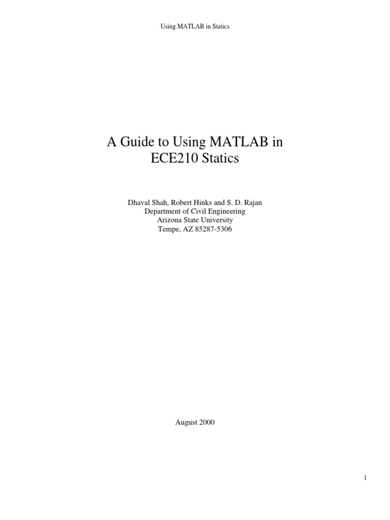 MATLAB Guide to Solving Statics Problems | PDF | Force | Torque
