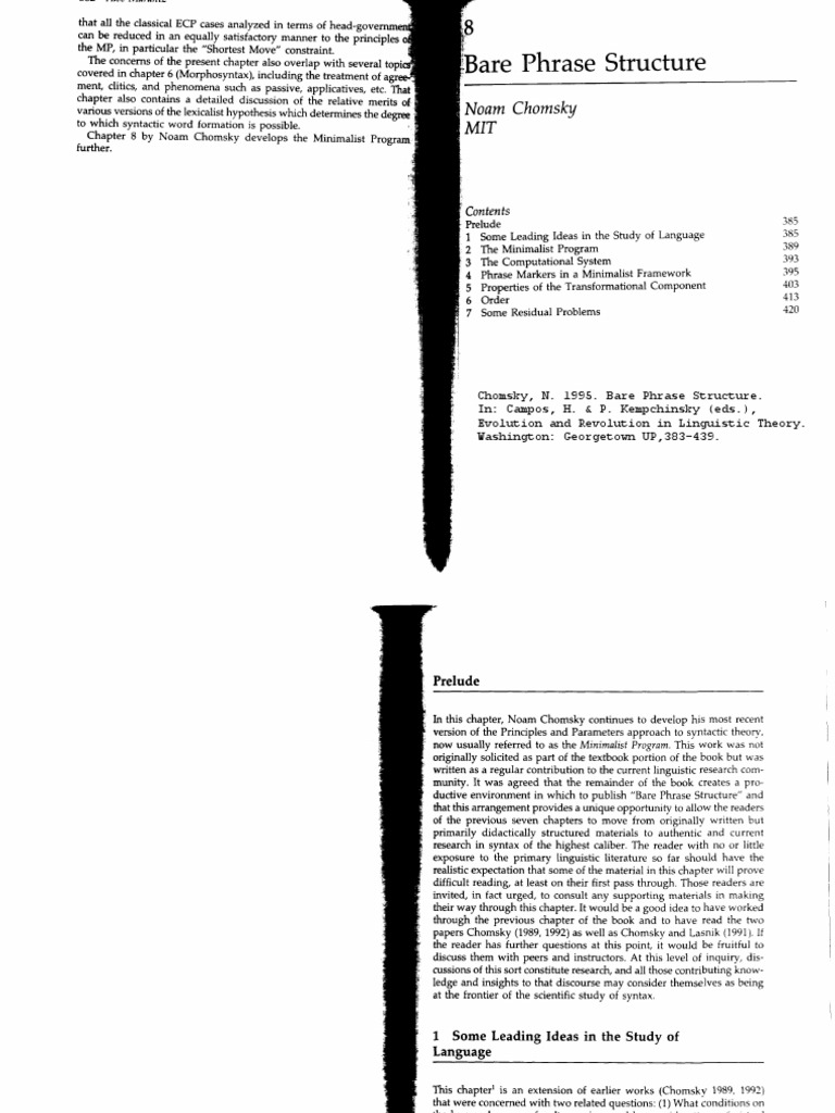 Chomsky 1995 Bare Phrase Structure | PDF | Lexicon | Linguistics