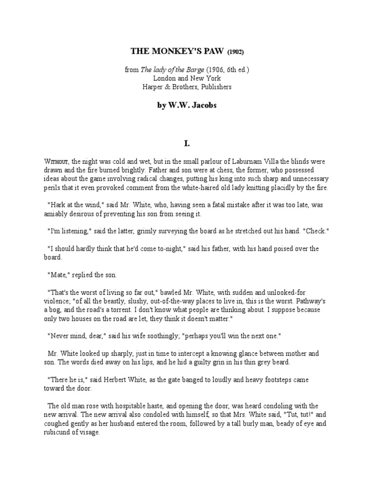 The Monkey'S Paw: by W.W. Jacobs | PDF | W. W. Jacobs