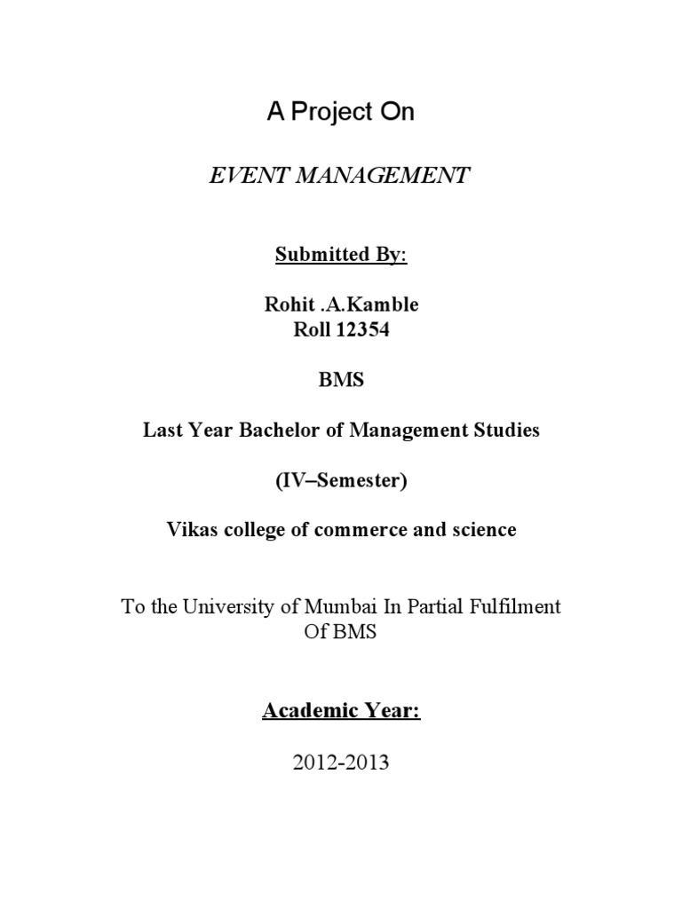 Project Report On Event Management | PDF | Project Management | Target ...