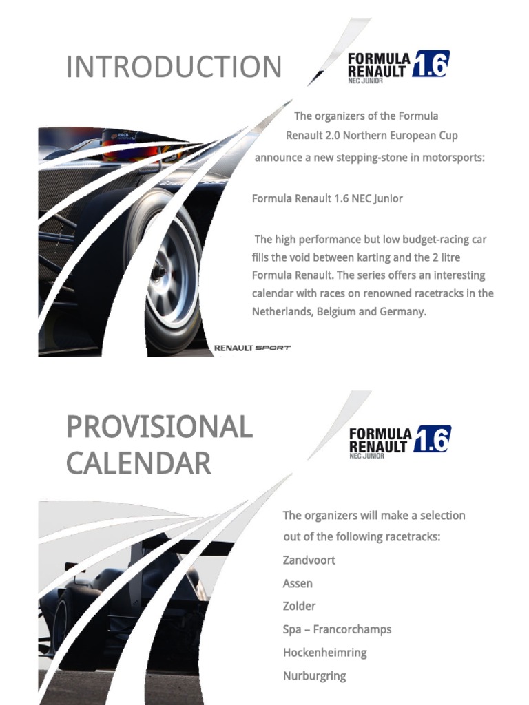 Formula Renault 1.6 NEC Junior Series | PDF | Auto Racing | Renault