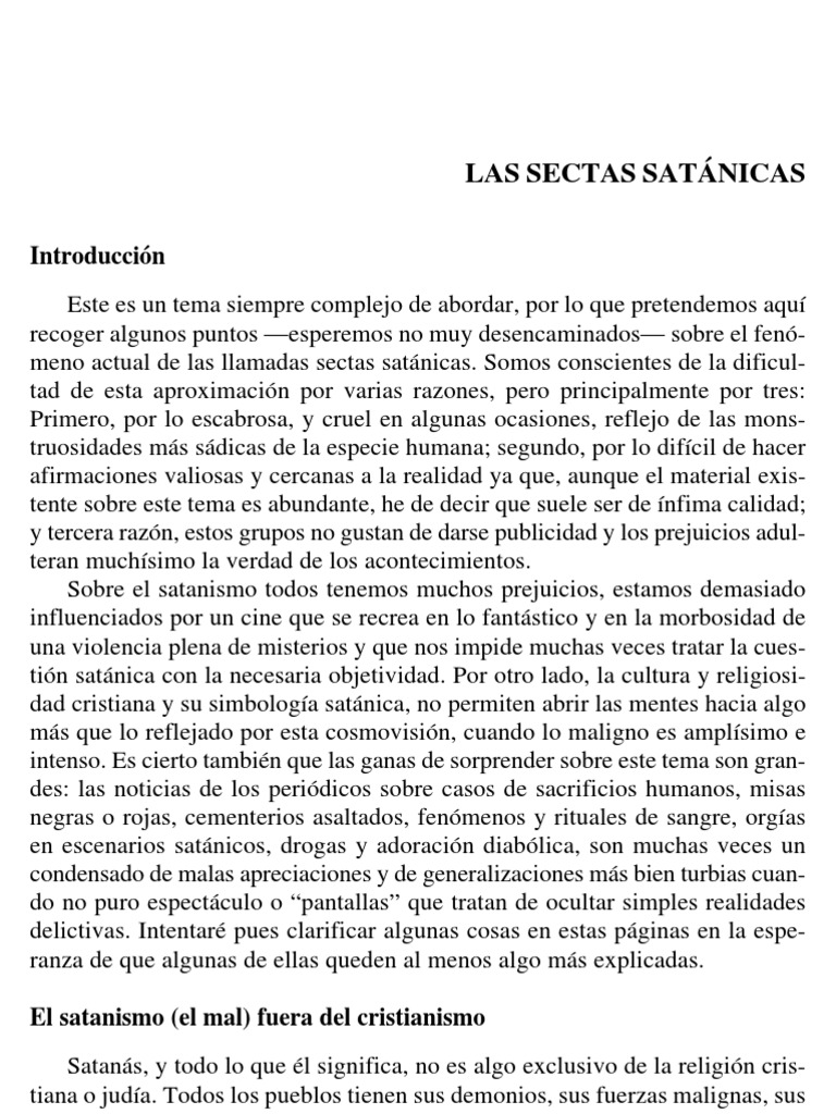 Sectas Satánicas y su Contexto Cultural | PDF