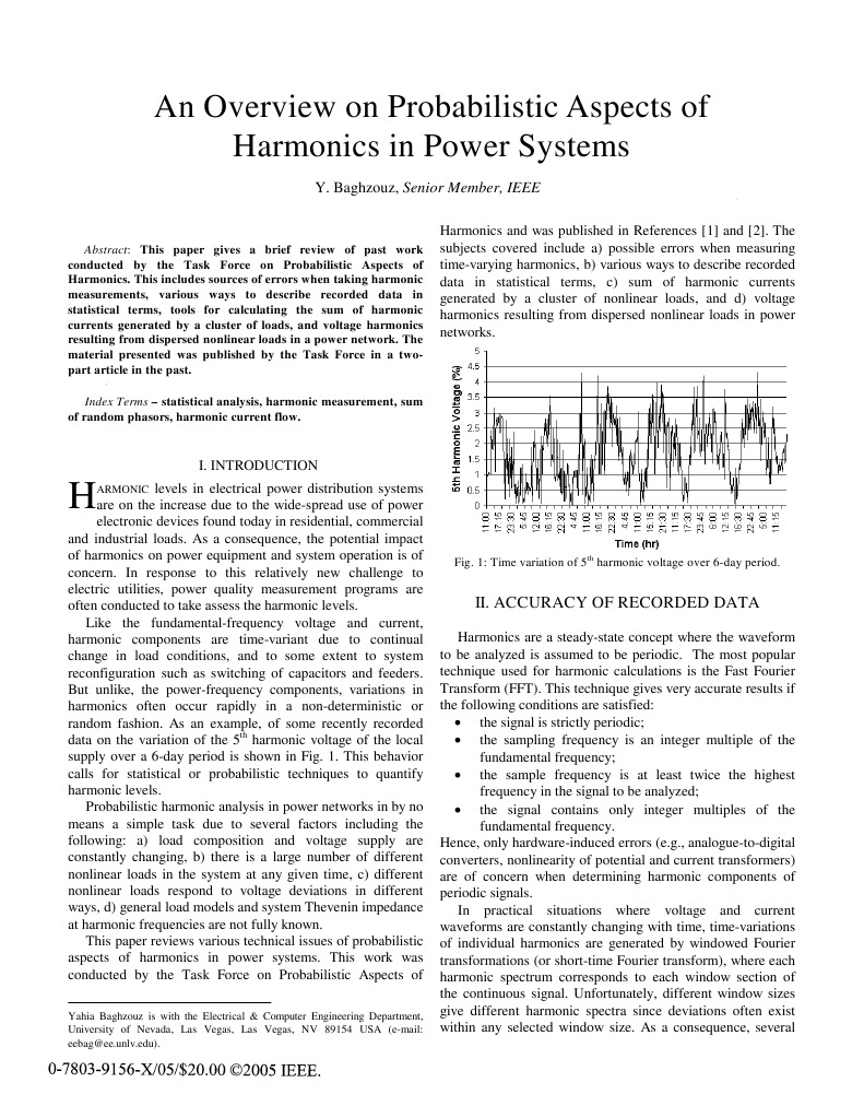 An Overview On Probabilistic Aspects of Harmonics in Power Systems | PDF | Probability Density ...