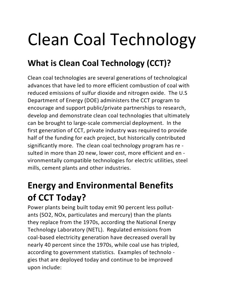 Clean Coal Technology | PDF | Coal | Fossil Fuel Power Station