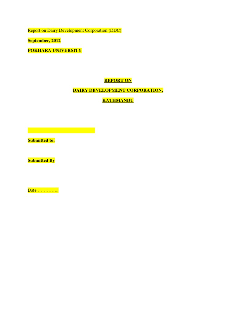 Academic Report On Dairy Development Corporation | PDF | Milk | Dairy