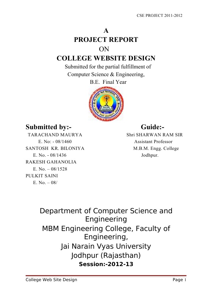 College Website Design Project Report | PDF | Web Application | Active ...