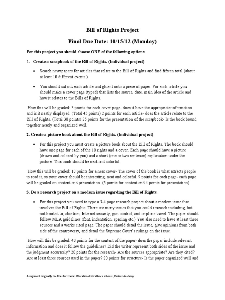Bill of Rights Class Project | PDF | Scrapbooking | Communication