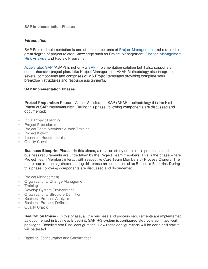 Sap Project Phase | PDF | Implementation | Business Process