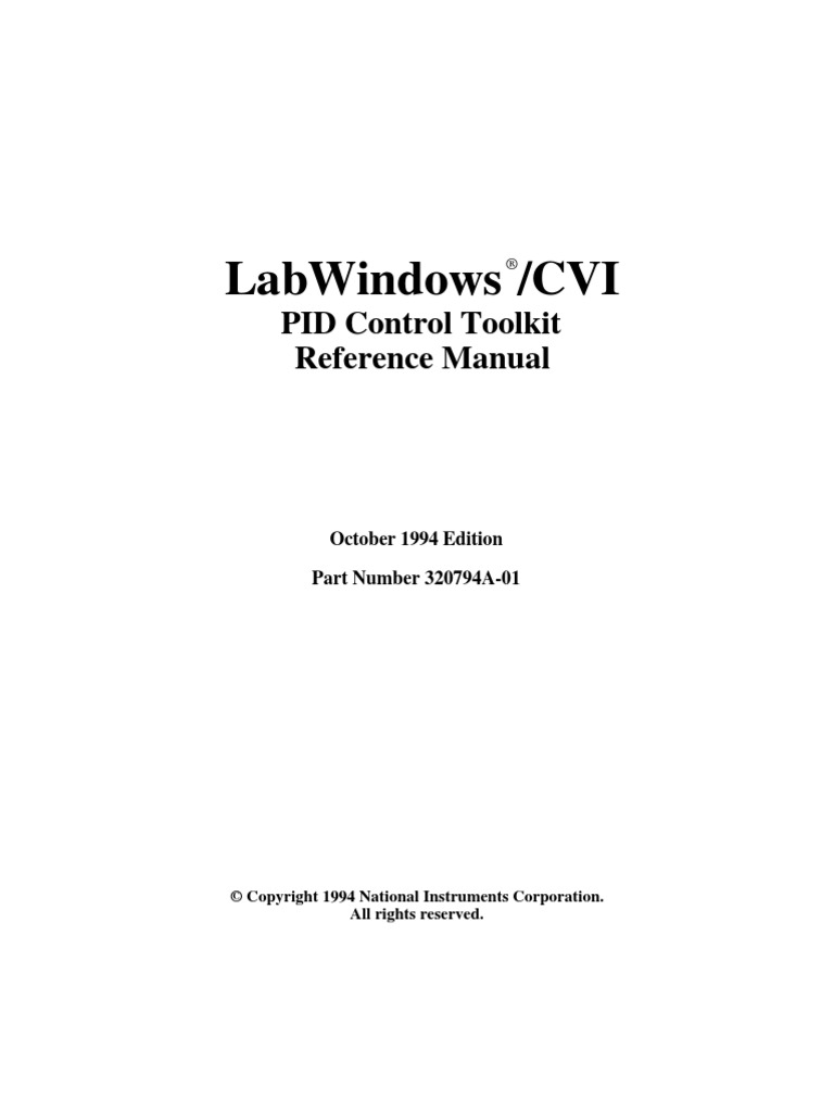 Labwindows /cvi: Pid Control Toolkit Reference Manual | Download Free ...