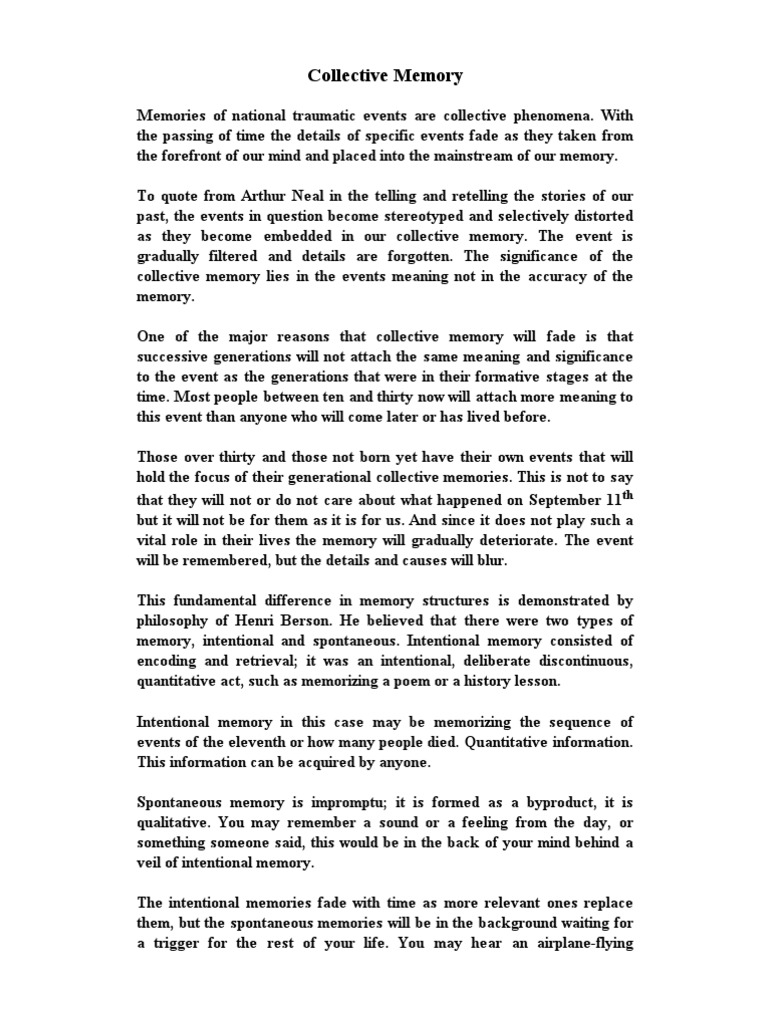 Collective Memory Phenomena | PDF | Memory | Time