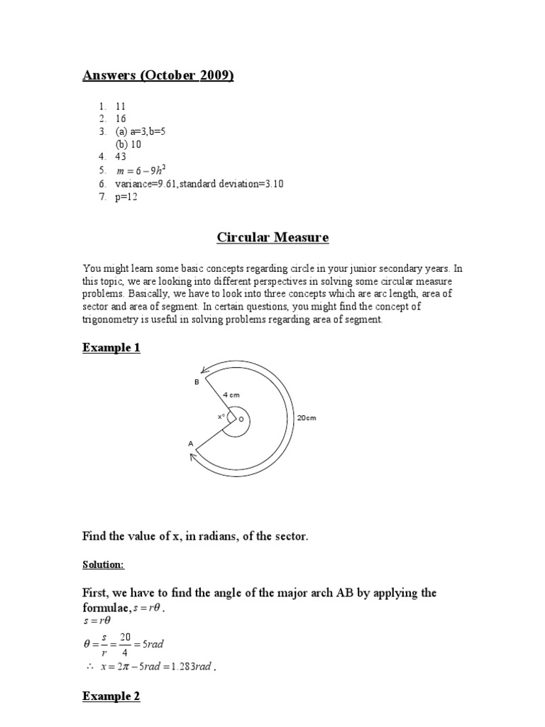 Circular Measure (2009) | PDF | Trigonometry | Elementary Mathematics
