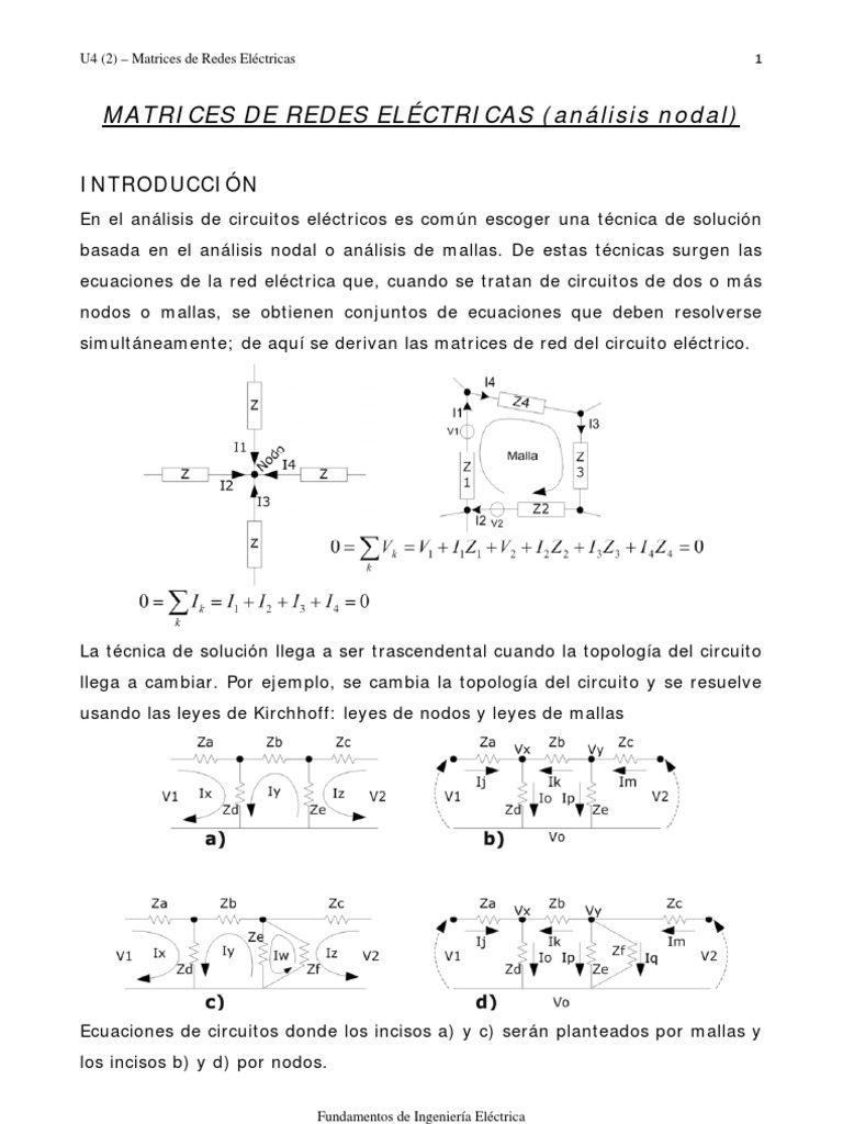 04.2-Matrices de Red - Analisis Nodal | PDF | Matriz (Matemáticas ...