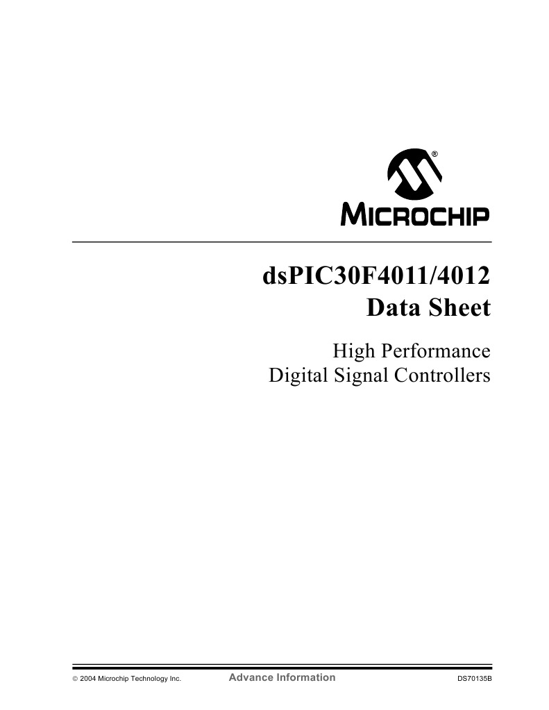 dsPIC30F4011 Datasheet | PDF | Instruction Set | Pic Microcontroller