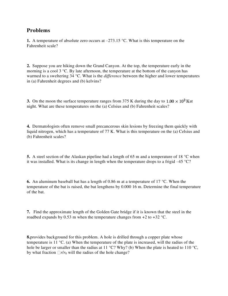 Problems 0f Temperature and Heat | PDF | Science & Mathematics