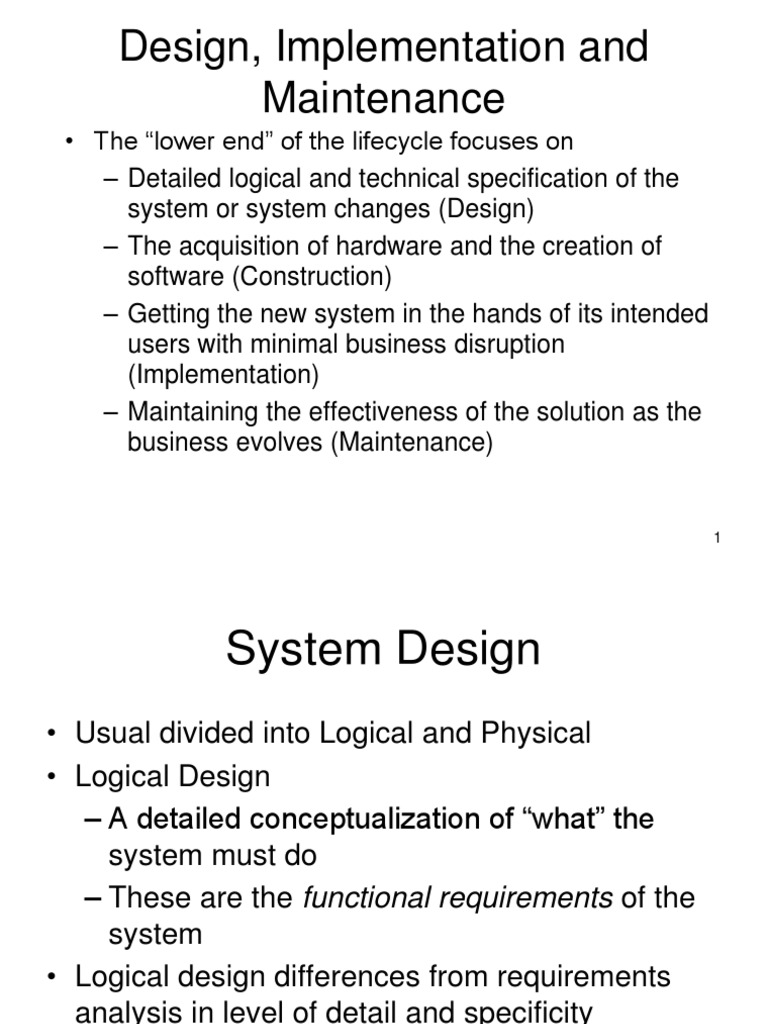 Design, Implementation and Maintenance | PDF | Specification (Technical ...