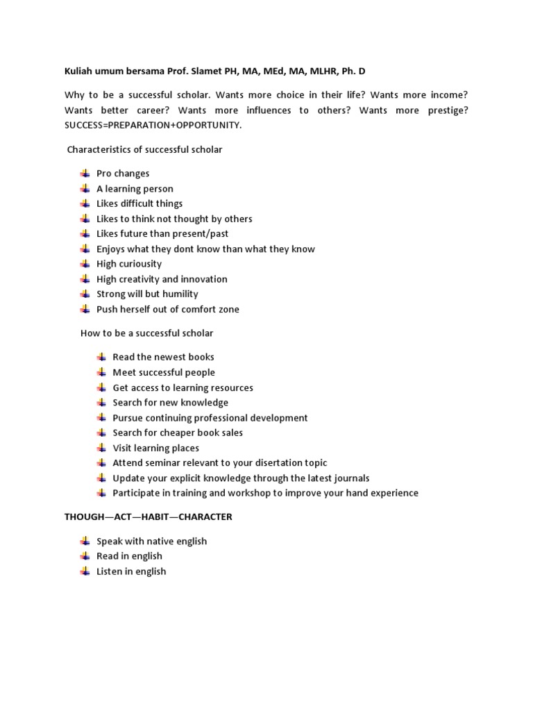 Keys to Becoming a Successful Scholar | PDF