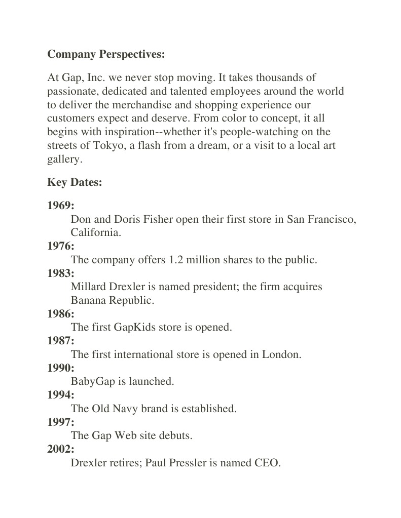 GAP History | PDF | Gap Inc. | Retailing