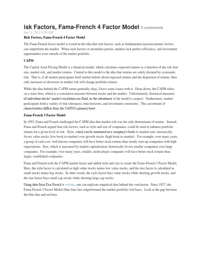 Risk Factors, Fama-French 4 Factor Model | Capital Asset Pricing Model ...