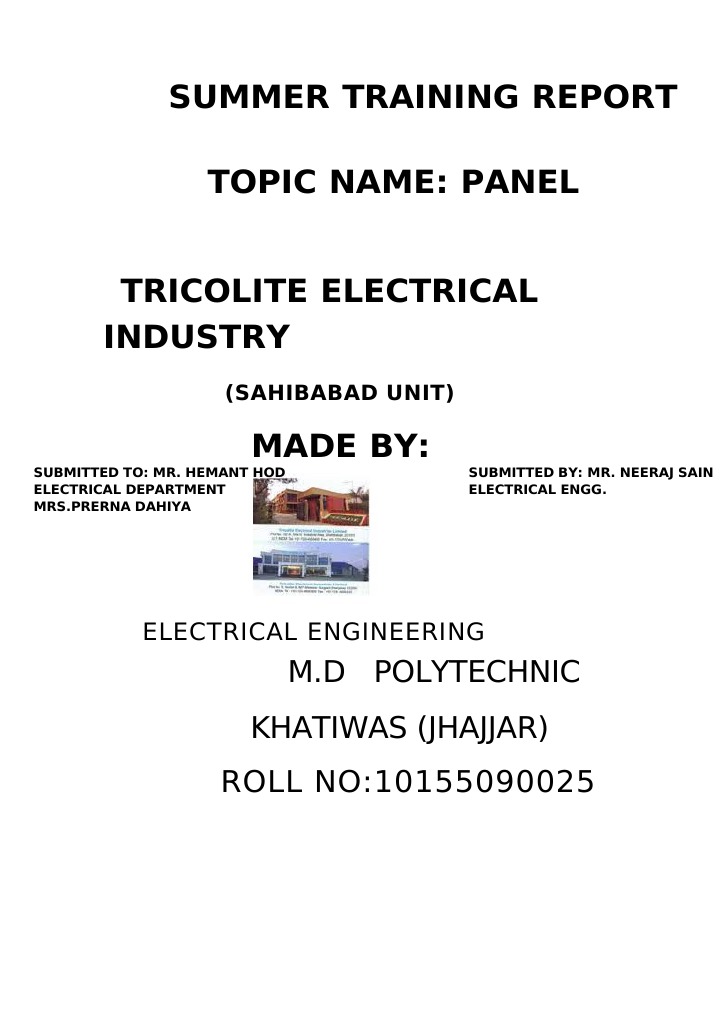 Panel Tricolite Electrical Industry Report | PDF | Rust | Paint