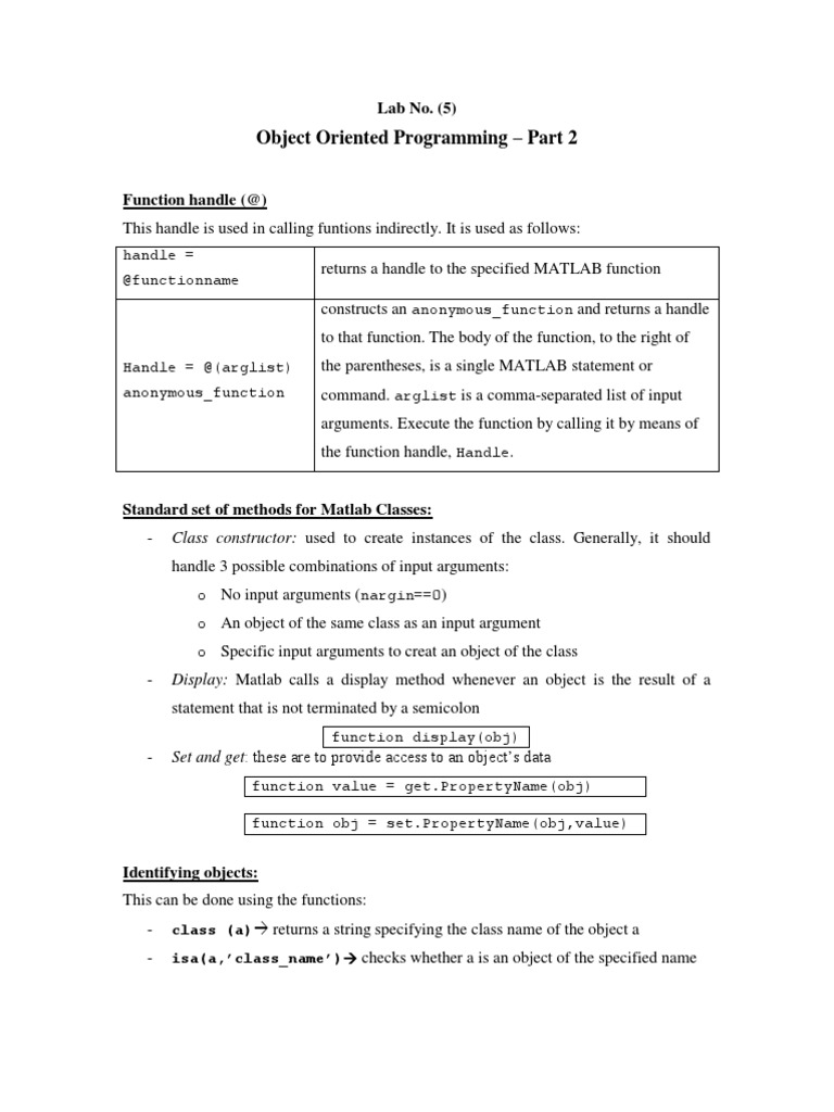 Object Oriented Programming - Part 2: Lab No. | Download Free PDF ...