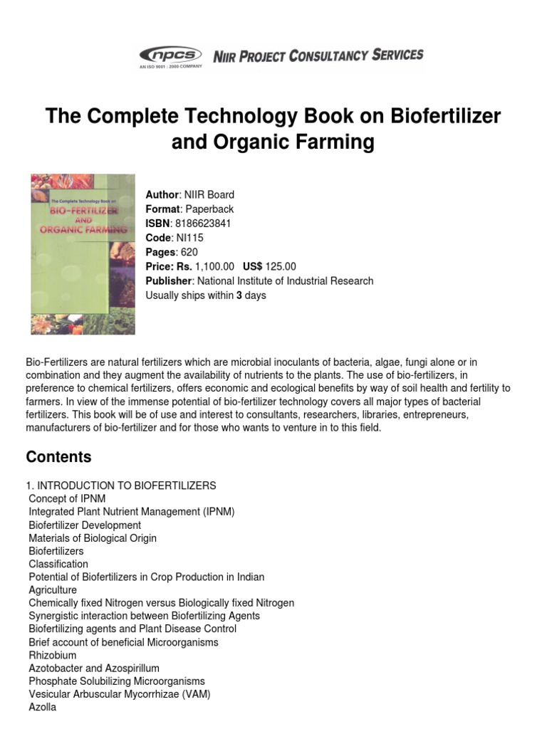 (NIIR) The Complete Technology Book On Biofertilizer and Organic ...