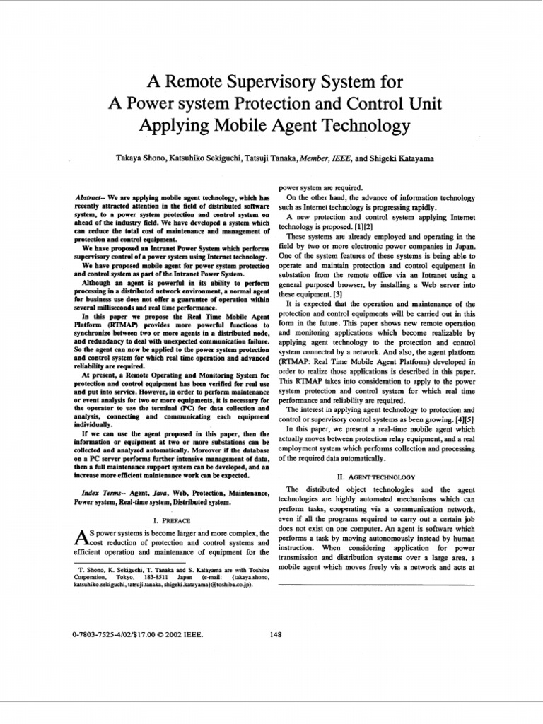 Remote Supervisory System For Power System Protection and Control Unit ...