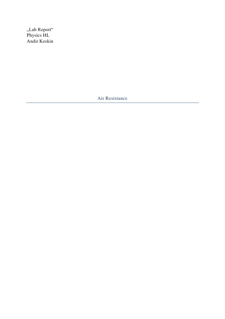 Physics Lab: Air Resistance Study | PDF | Kilogram | Mass