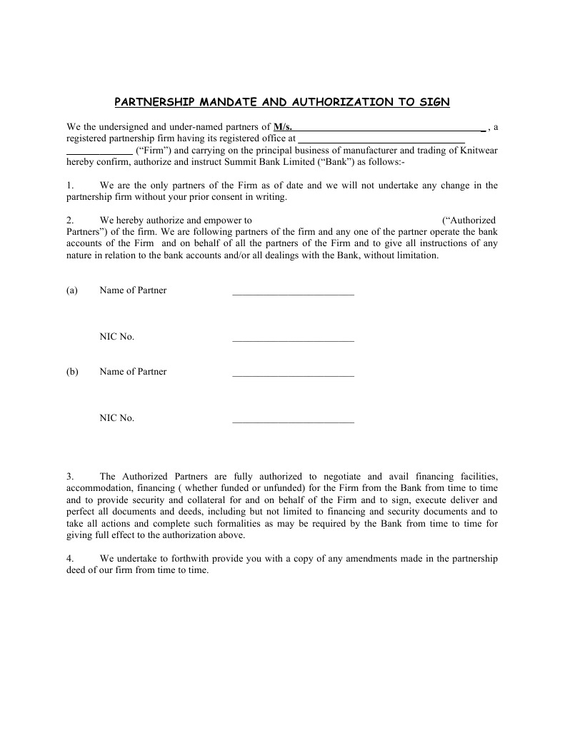 Partnership Mandate | Partnership | Companies