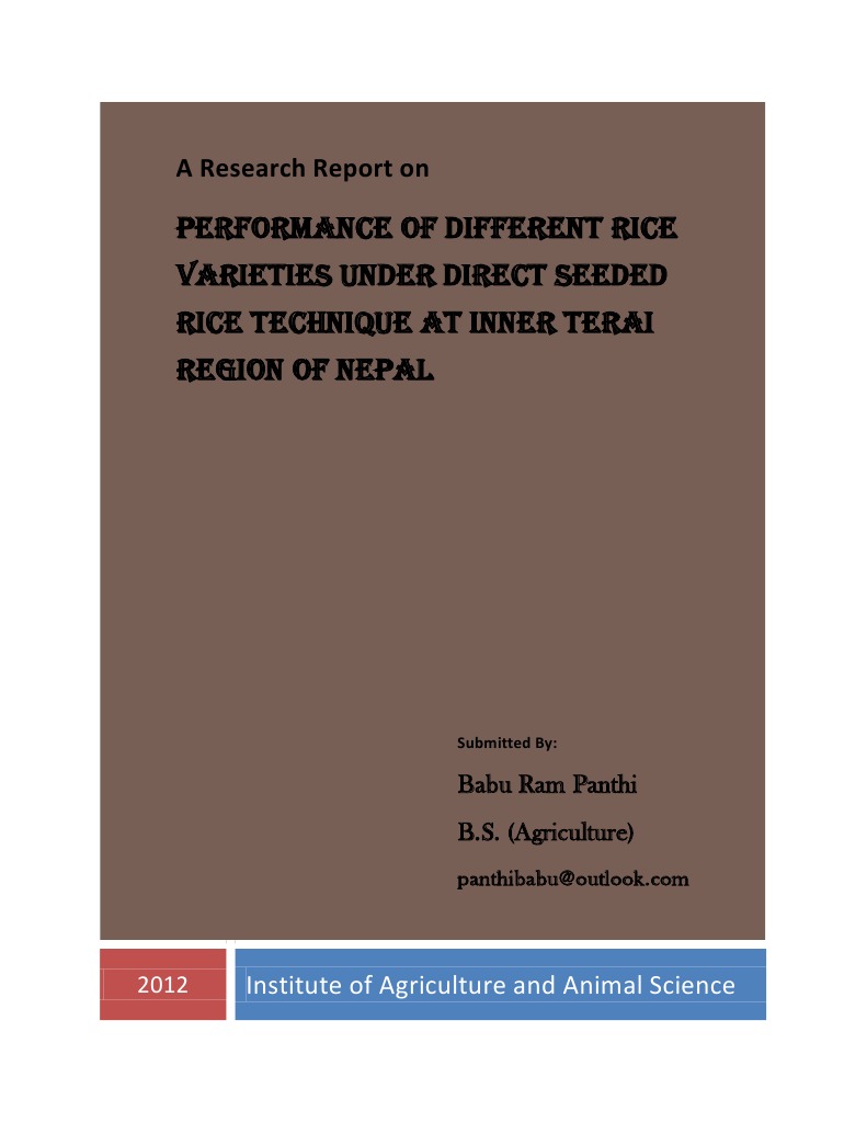 A Report On Direct Seeded Rice Technique | PDF | Sowing | Rice