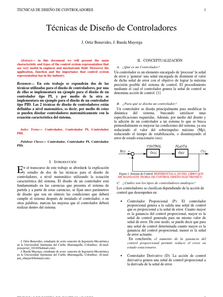 Técnicas de Diseño de Controladores | PDF | Integral | Teoría de control