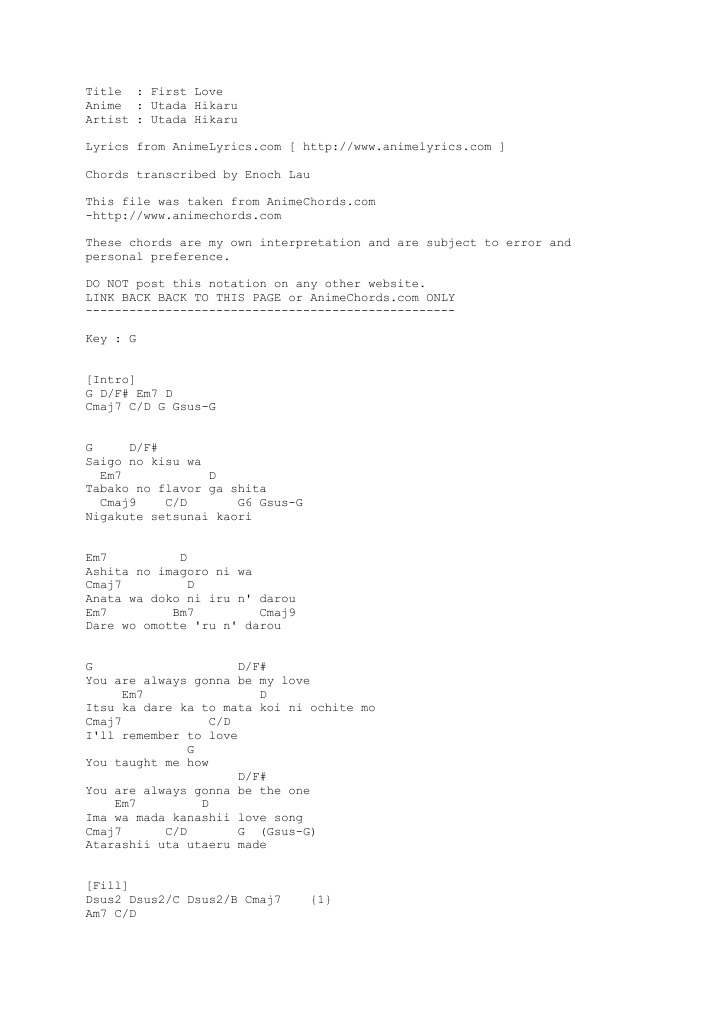 First Love | PDF | Aspects Of Music | Chord (Music)