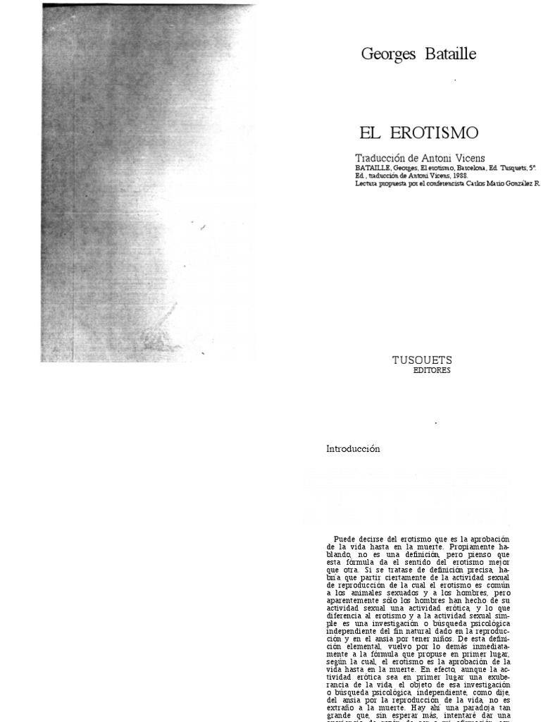 El Erotismo de Georges Bataille | PDF | Erotismo | Amor