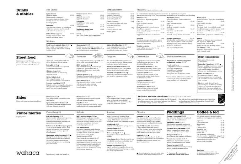 Wahaca Menu | PDF | Salsa (Sauce) | Salad