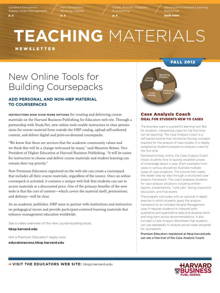 Harvard Business Publishing Teaching Materials Newsletter Fall 2012 ...
