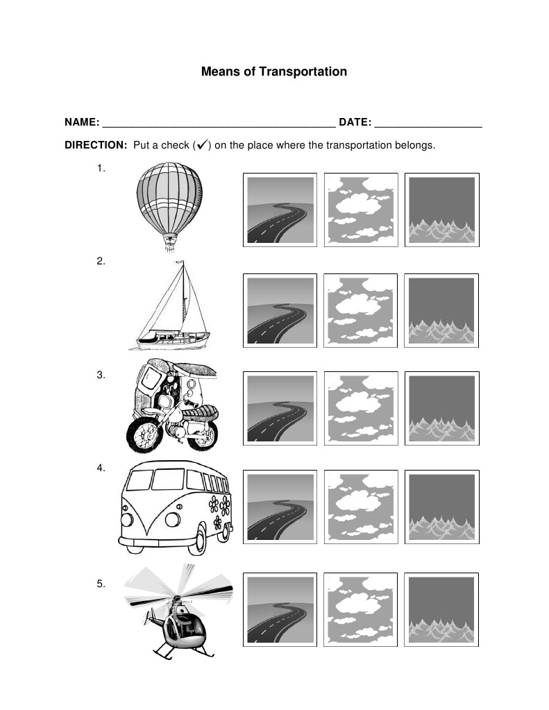 Transportation Classification Worksheet | PDF | Computers