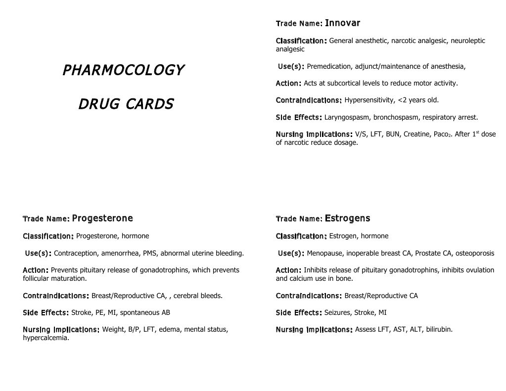 Pharmacology Drug Cards | PDF | Opioid | Hypoglycemia