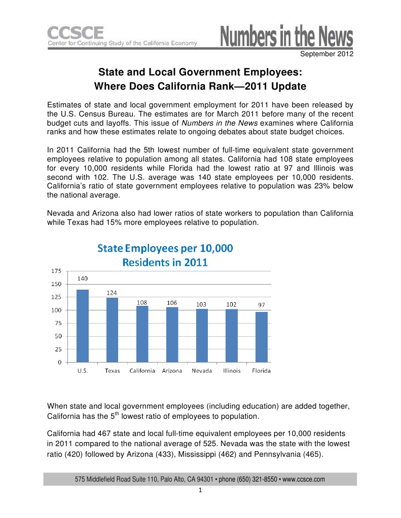 Numbers in The News, Sept 2012 - Where Does California Rank 2011 | PDF ...