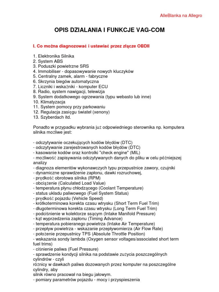 Instrukcja Obslugi Vag-Com | PDF