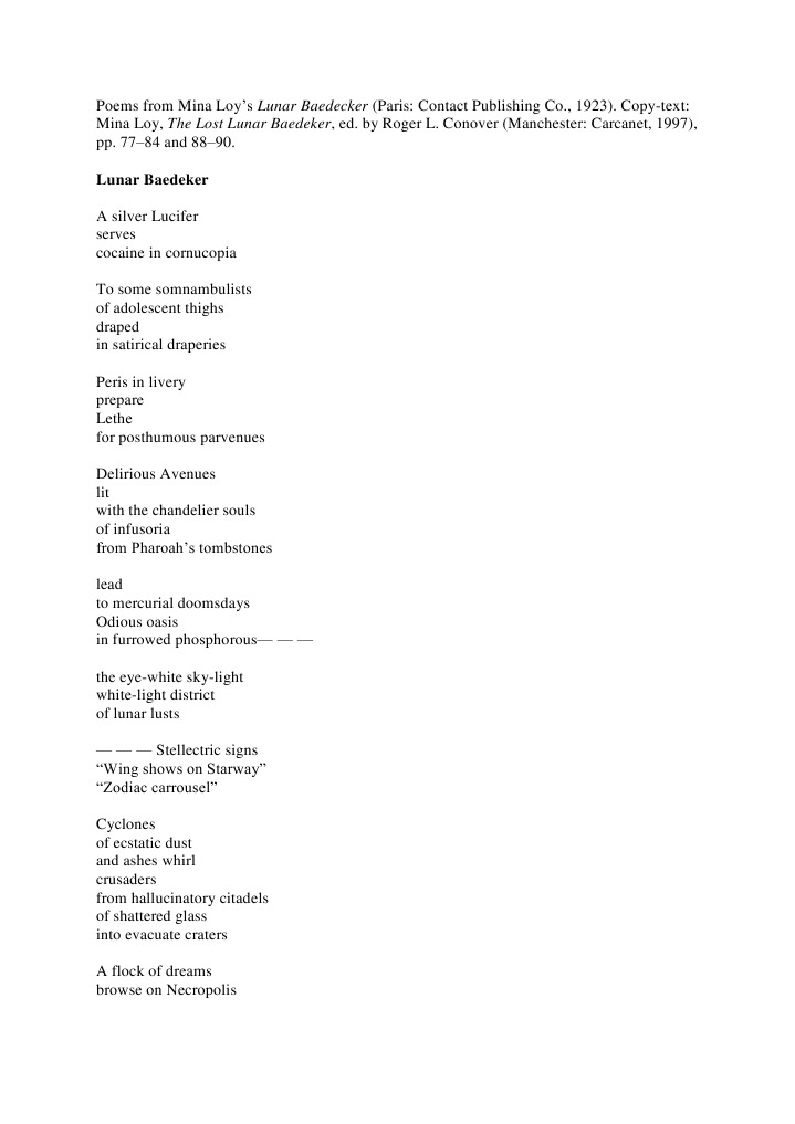 Mina Loy's Lunar Baedecker Poems | PDF | Nature