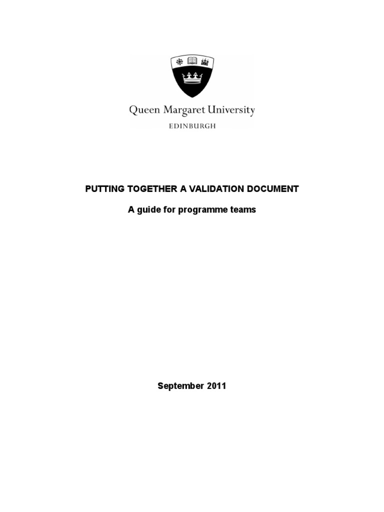 Putting Together A Validation Document A Guide For Programme Teams