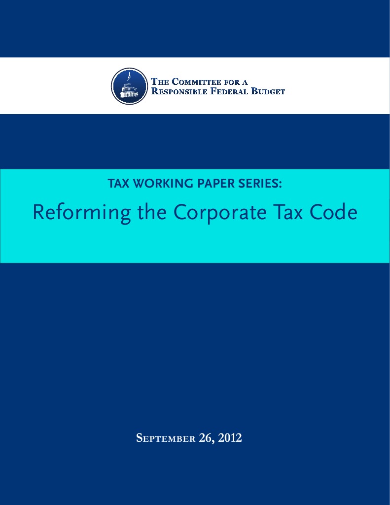 Reforming The Corporate Tax Code | PDF | Corporate Tax | Tax Reform