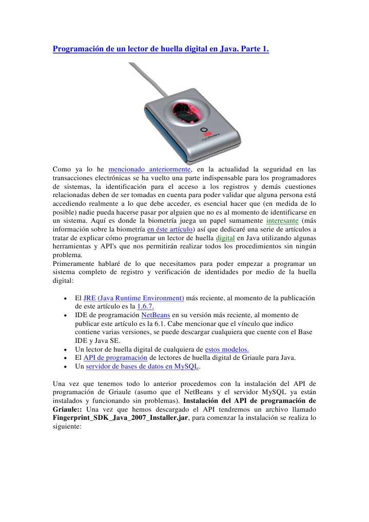 Poryecto Biometrico | PDF | Java (lenguaje de programación) | Biometría