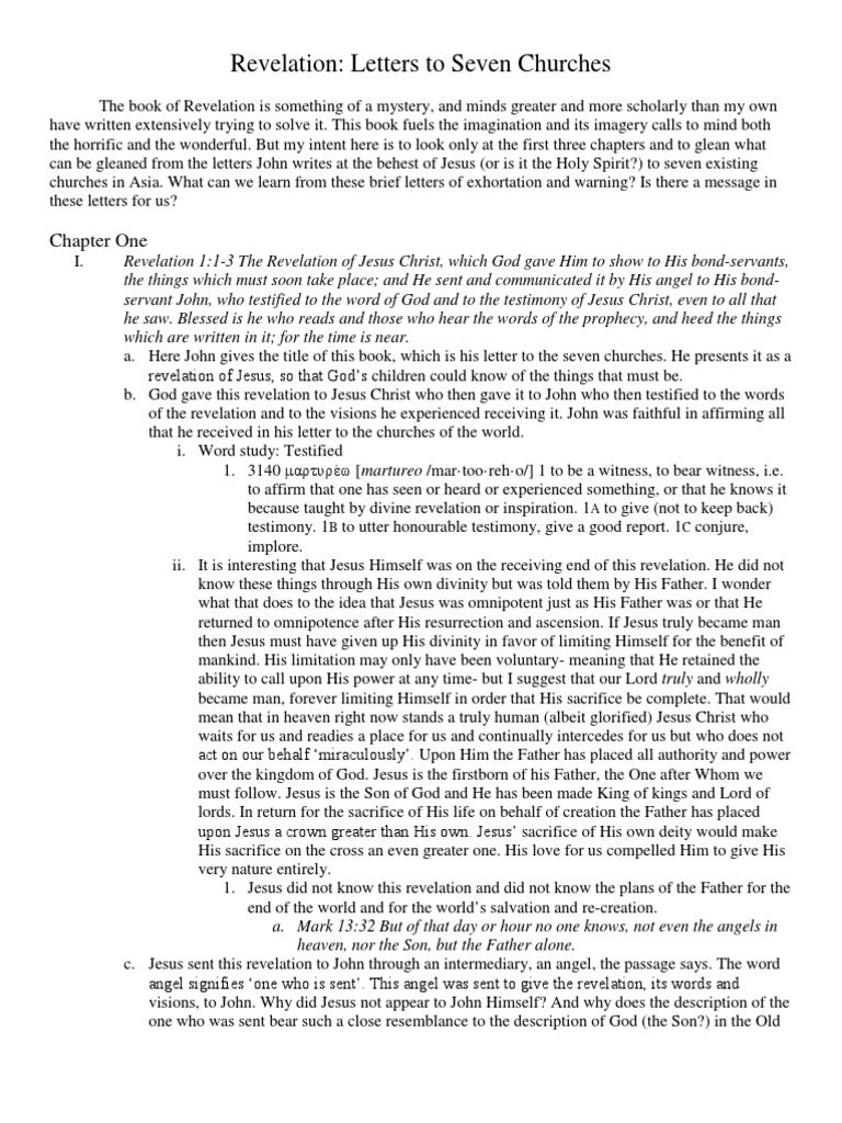 Revelation: Letters To Seven Churches: Chapter One | PDF | John The ...